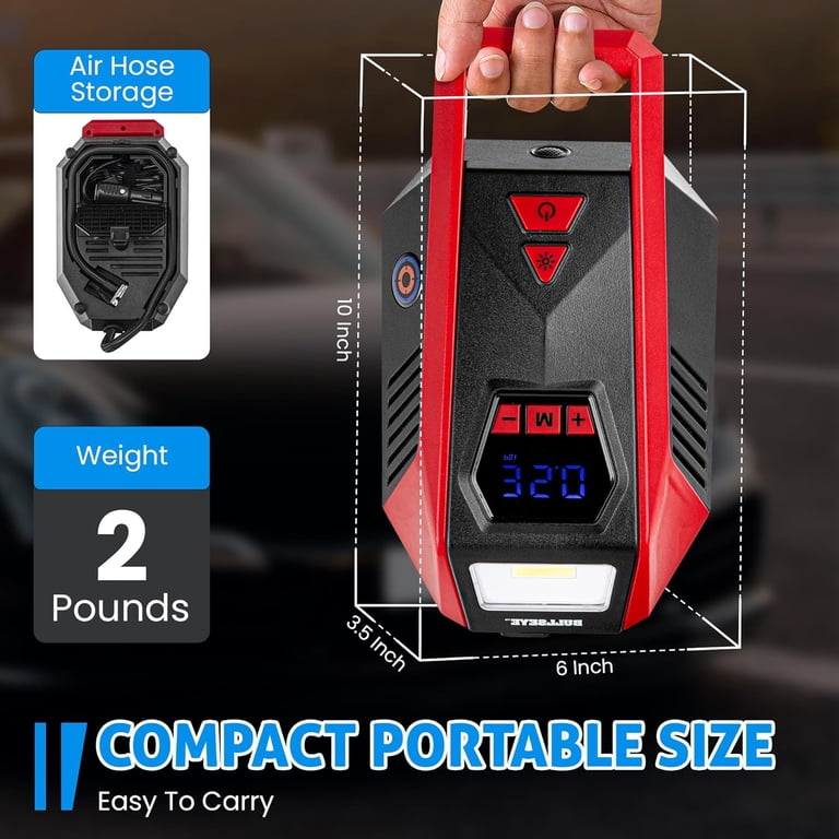 Tire Pressure Gauge Bullseye Pro Max Tire Inflator - 150PSI Portable ...