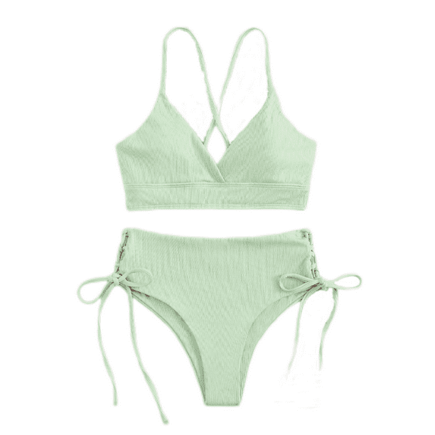 Women Bikini Set V Neck Separate Sexy Swimsuit With Big Breasts And Big