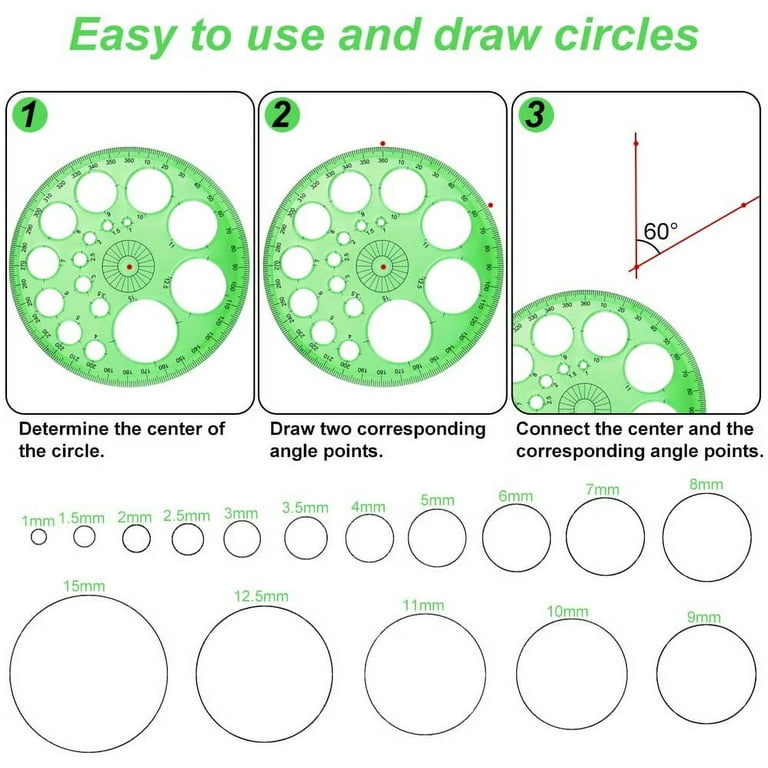Circle Protractor 360 Degree - 16 Size Drawing Template For Math ...