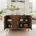 HLR 48" Accent Cabinet with 4 Doors, Vintage Hollow Carving Storage ...