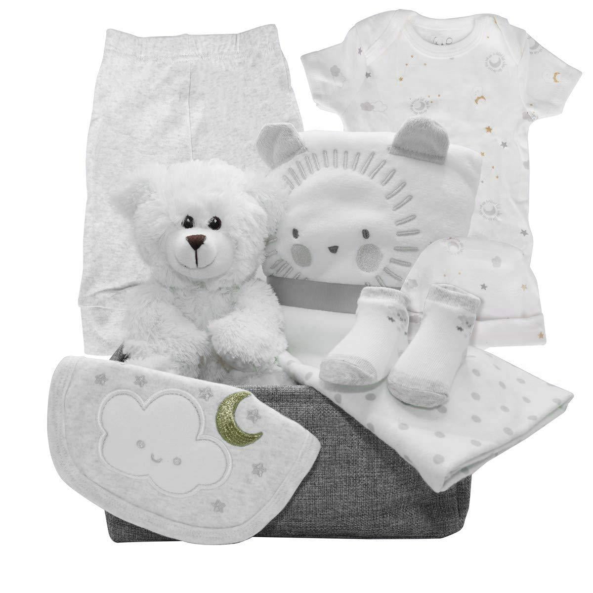 Baby Welcome Gift Basket with Teddy perfect for Registry, Baby Showers ...