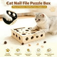 Cat Scratch Puzzle Box, Wooden Nail File Enrichment Toy for Indoor Cats ...