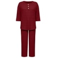 Aellinatey Women's Casual Set Two-Piece Pajamas Autumn Ribbed Knit Set ...