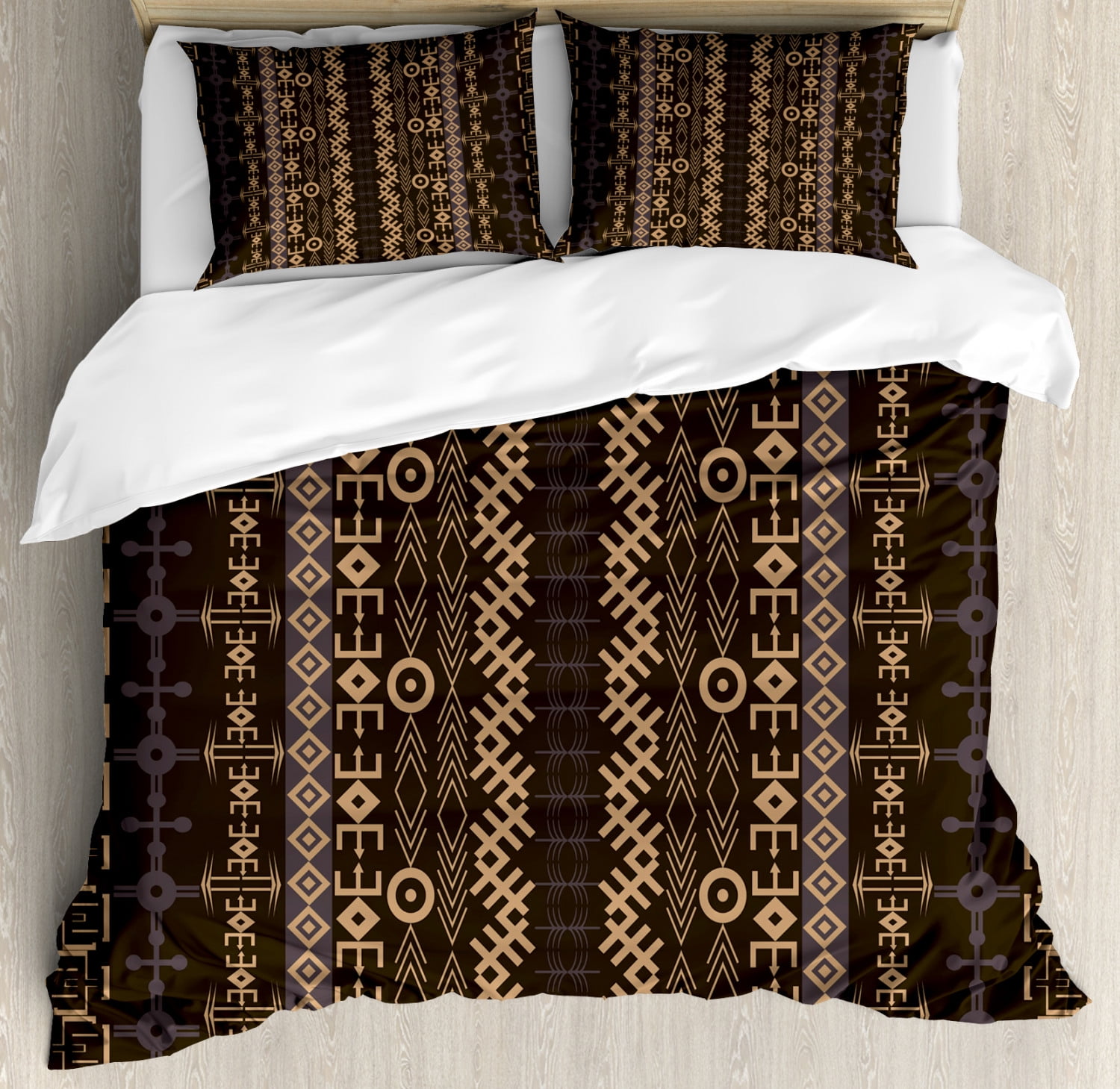 African Duvet Cover Set, Traditional Pattern Geometric Shapes Arrows ...