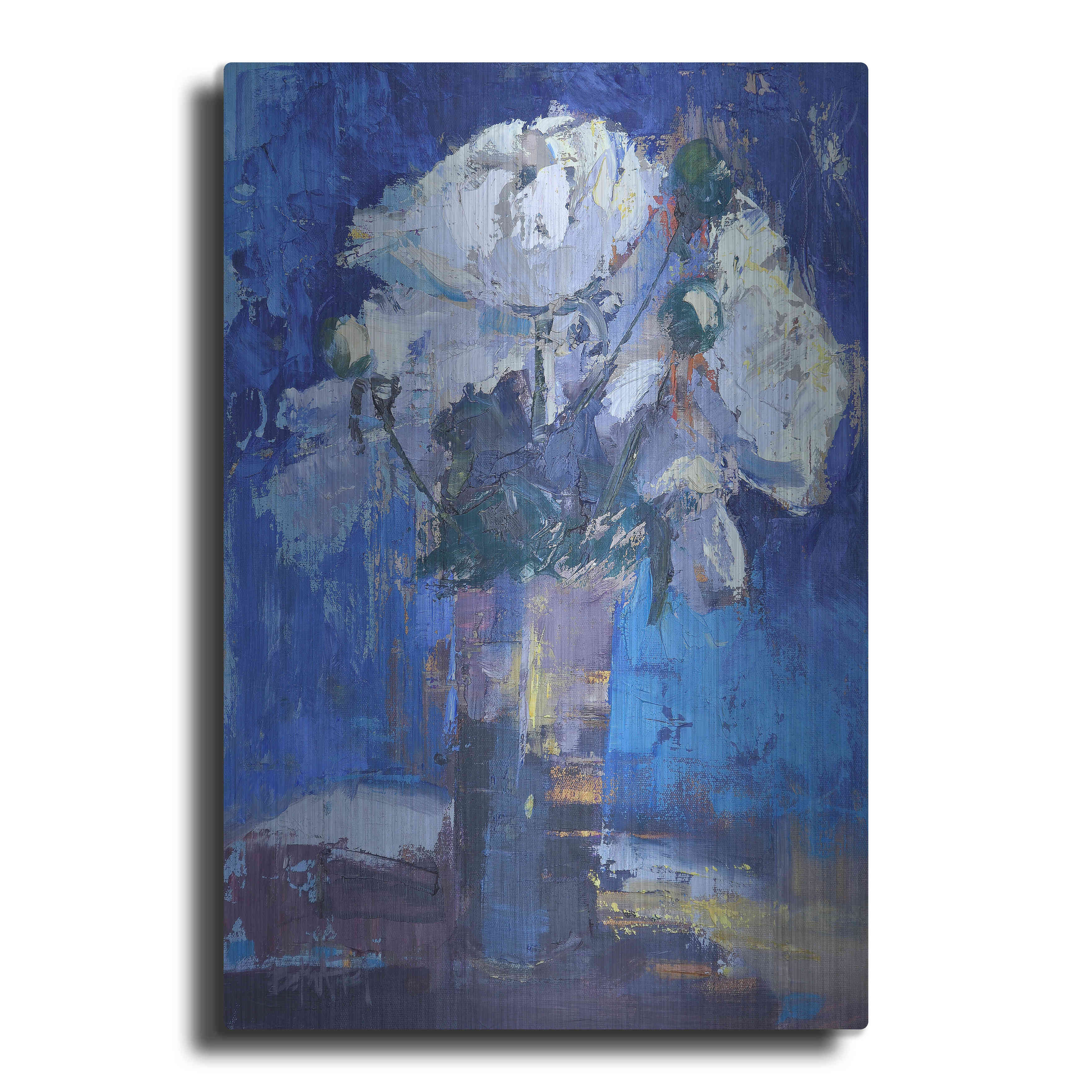 Luxe Metal Art 'White Peonies' by Beth Forst, Metal Wall Art, 12"x16 ...