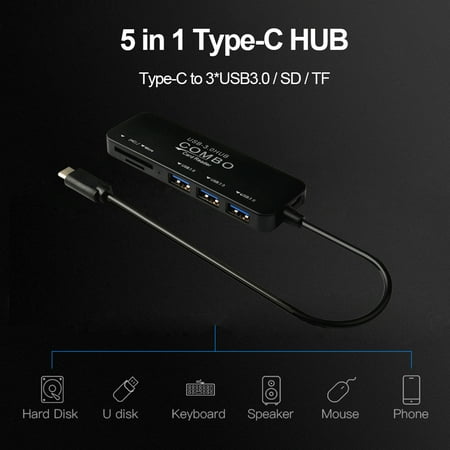 Coiry 5 in 1 USB C HUB Type C to Multi Ports USB TF Card Reader OTG ...