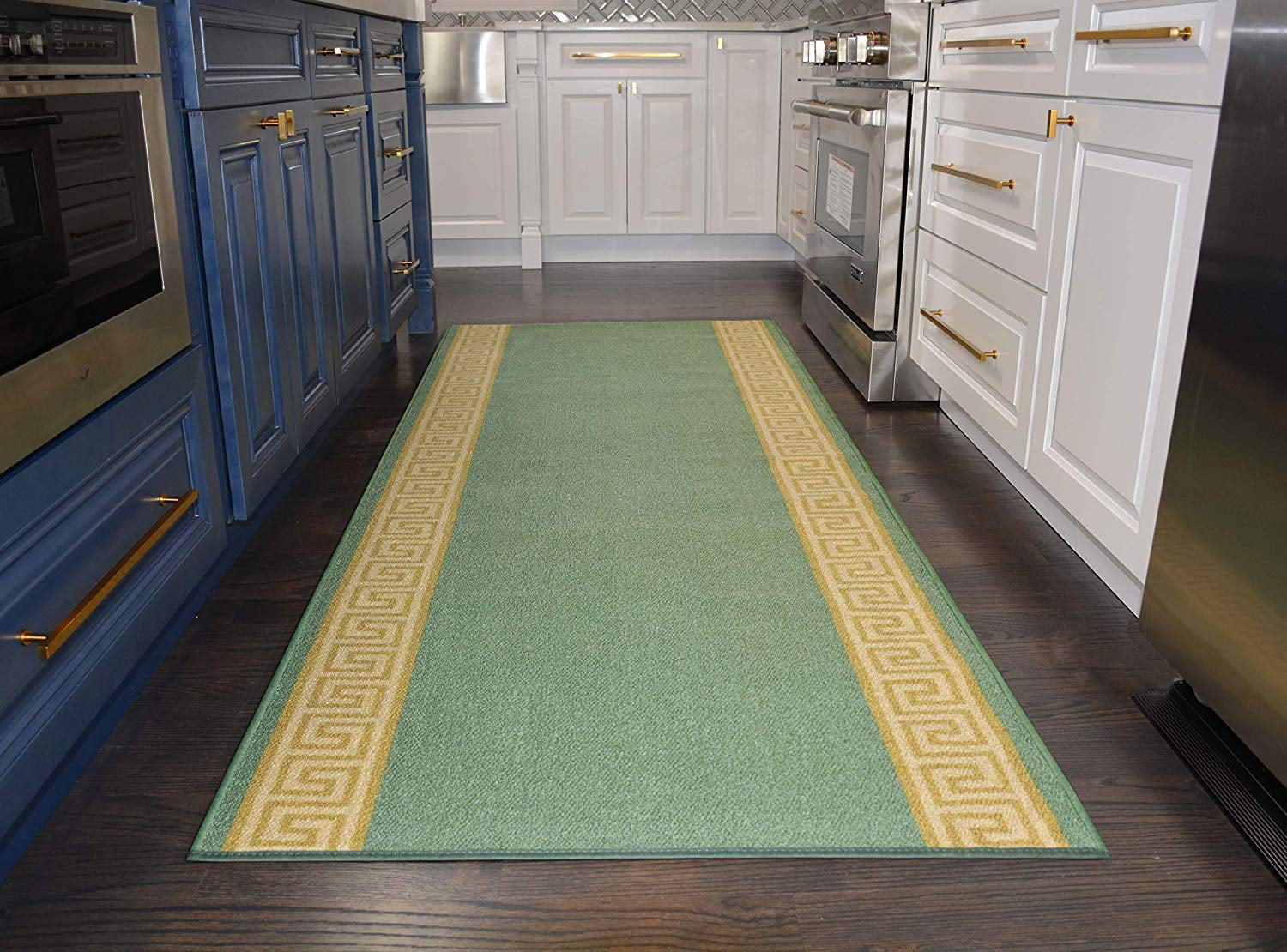 Custom Size Greek Key Meander Teal Blue Roll Runner Rug 36 Inch Wide ...