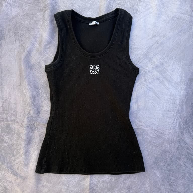 Click here for Womens Loewe Anagram Embroidered Black Ribbed Stre... prices