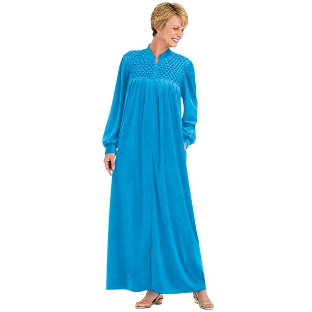 Zip-Front Velour Robe - Walmart.com