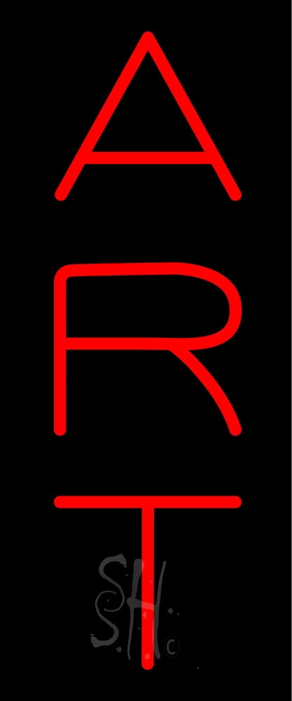 Vertical Red Art LED Neon Sign 15 x 6 - inches, Black Square Cut ...