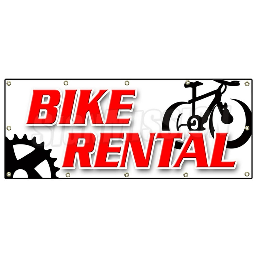 48"x120" BIKE RENTAL BANNER SIGN bicycle shop repair rent scooter cycle ...