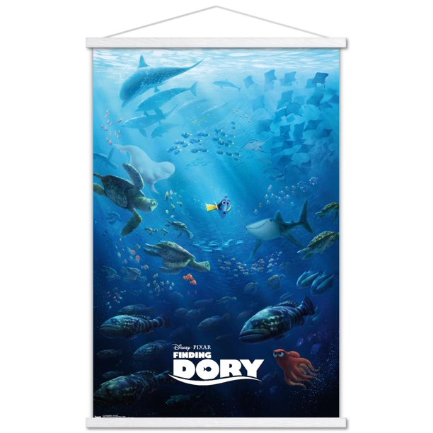 Disney Pixar Finding Dory - One Sheet Wall Poster with Wooden Magnetic ...