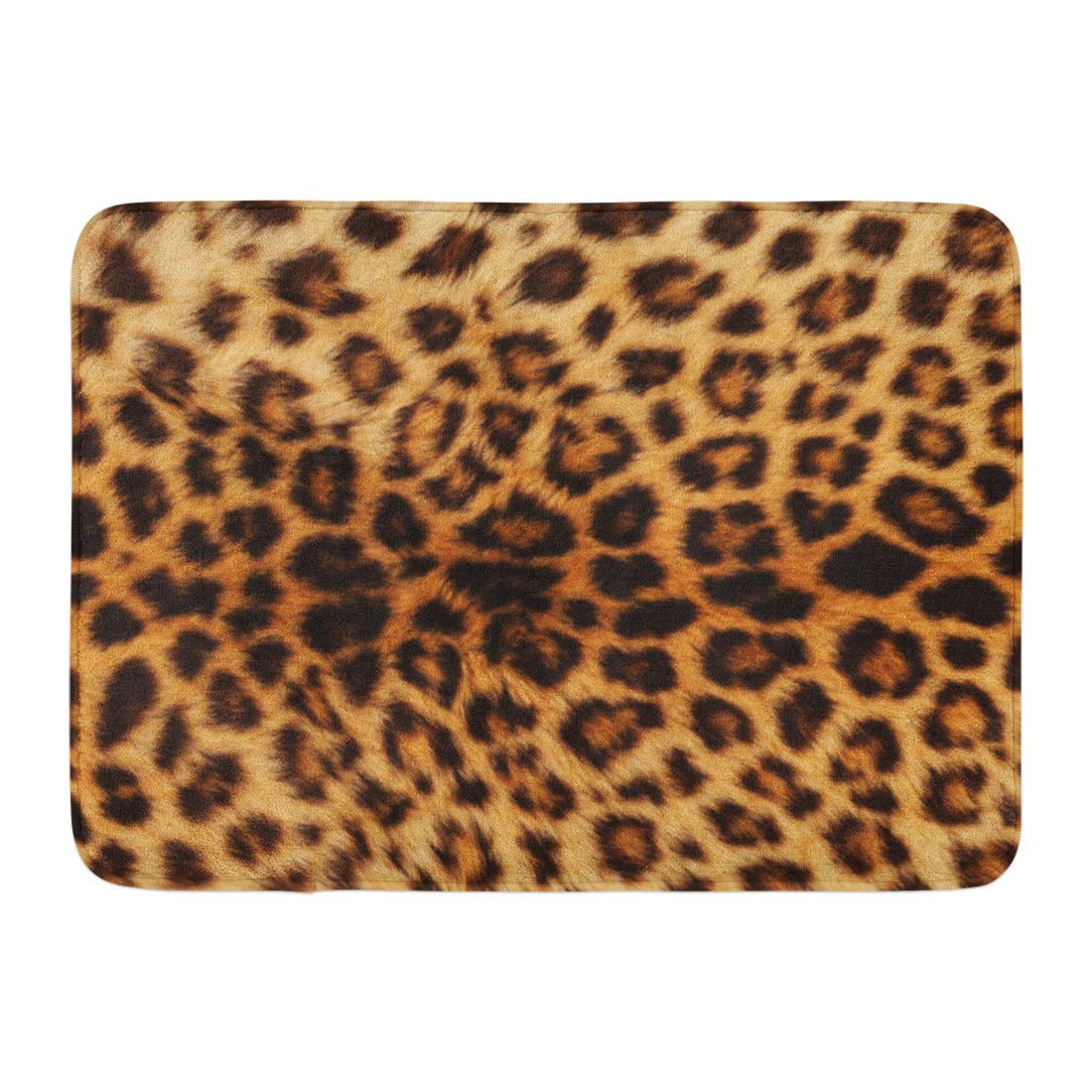 GODPOK Jaguar Brown Real Leopard Skin Yellow Animal Hair Rug Doormat ...