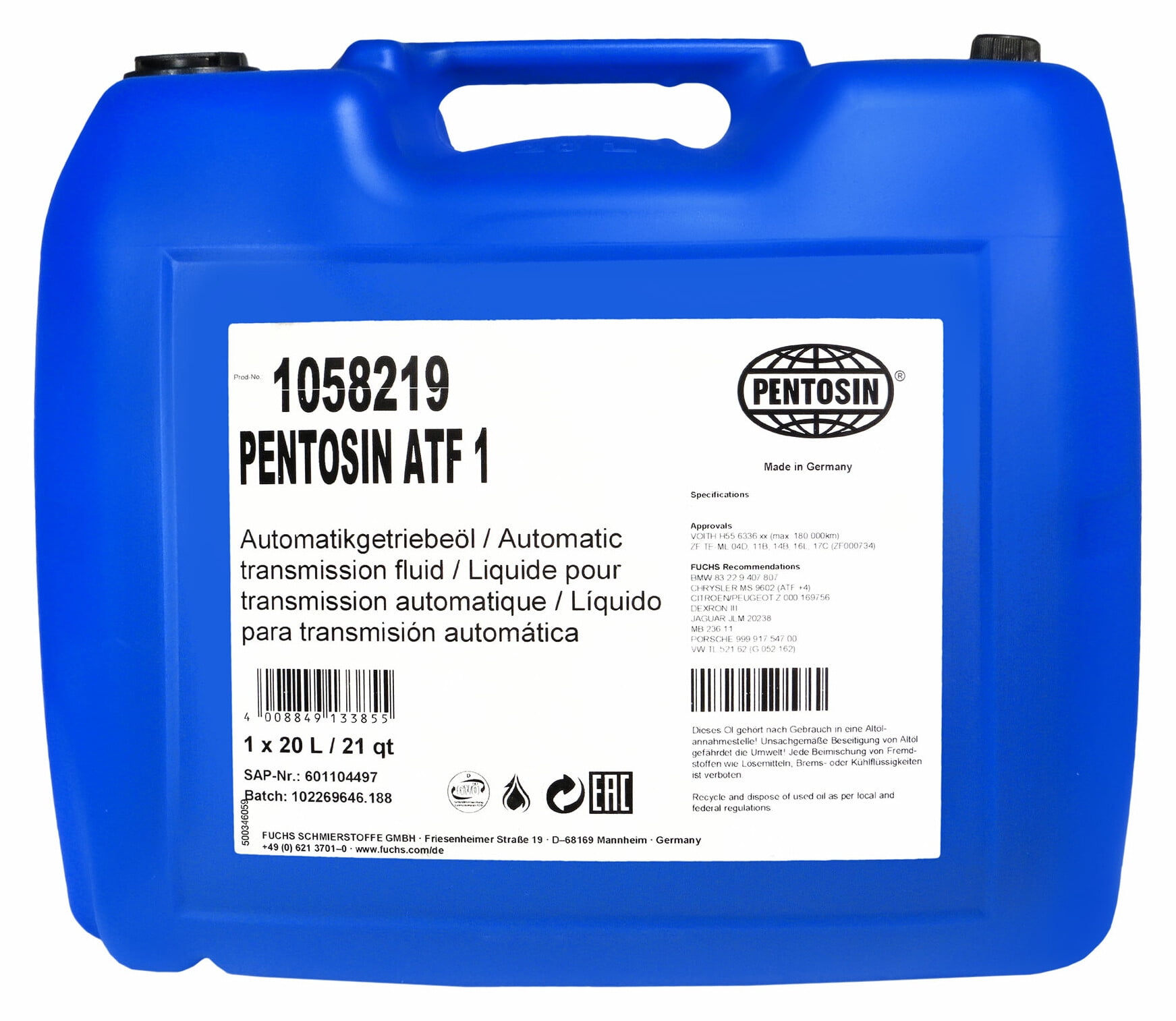 Aceite de Transmision PENTOSIN ATF 1 20 Lts 2007 a 2010 Dodge L6 5.9L ...