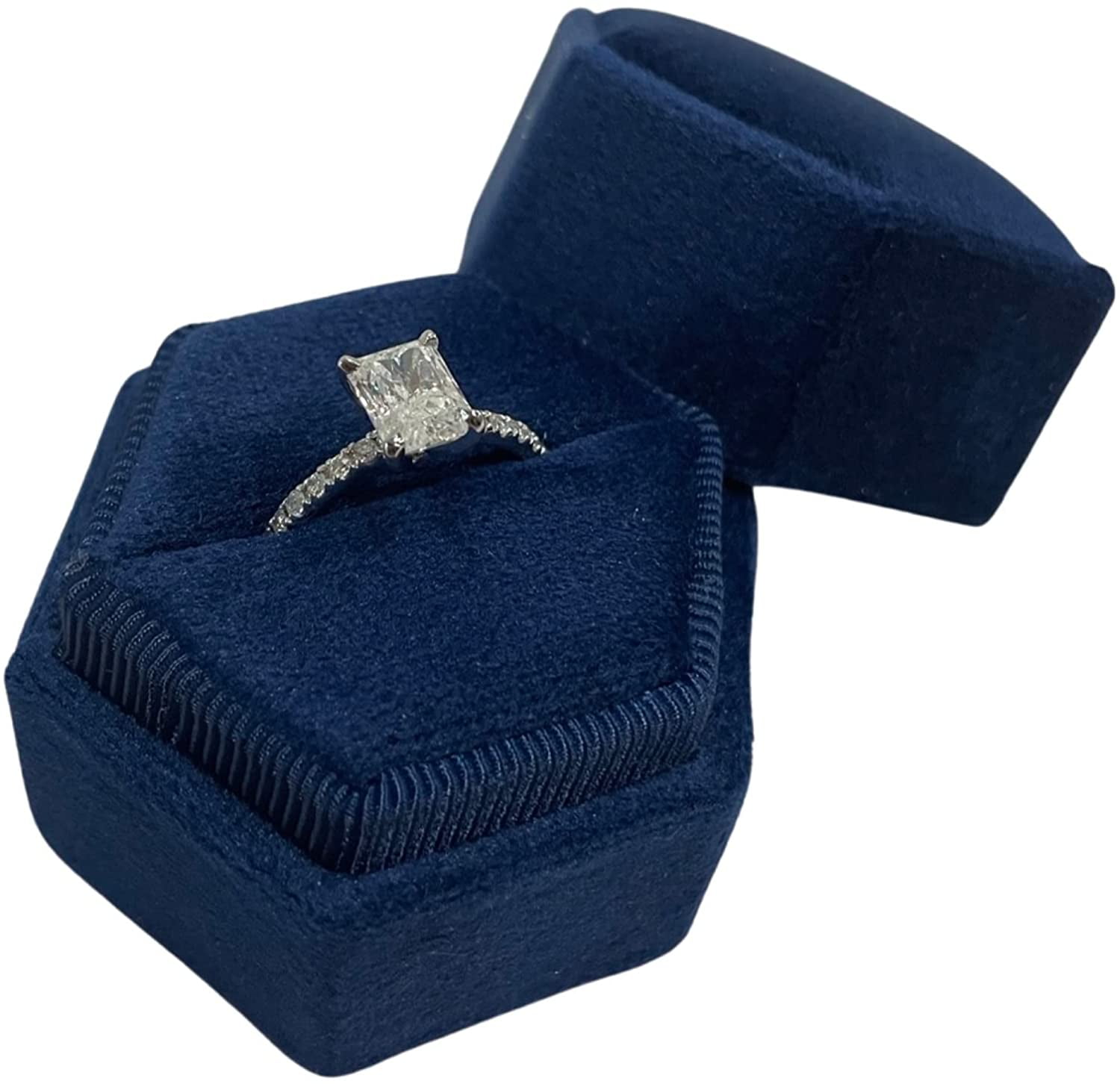 Velvet Treasures Engagement Ring Box, Vintage Hexagon Wedding Jewelry ...