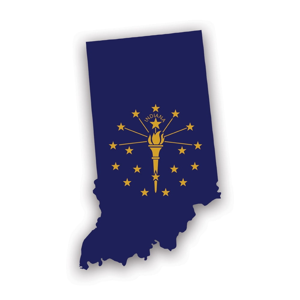 Indiana State Shaped Flag Sticker Decal - Self Adhesive Vinyl ...