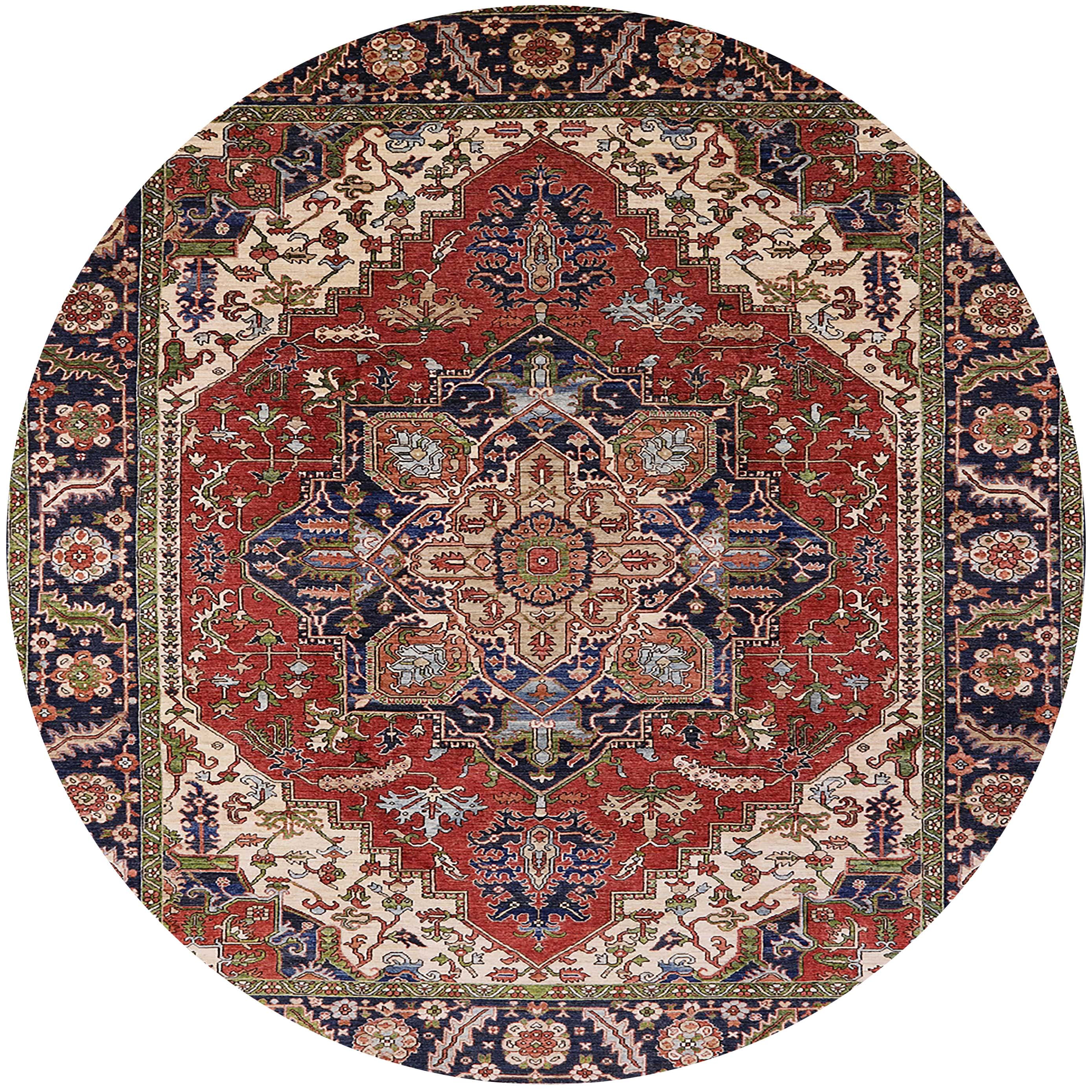 Ahgly Company Indoor Round Mid-Century Modern Camel Brown Persian Area ...