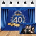 8x6ft Happy 50th Birthday Backdrop Blue Curtain Luxury Golden Crown ...