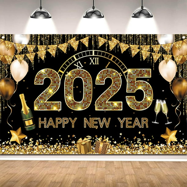 Gran pancarta de Feliz Año Nuevo para decoración de Nochevieja 2025 ...