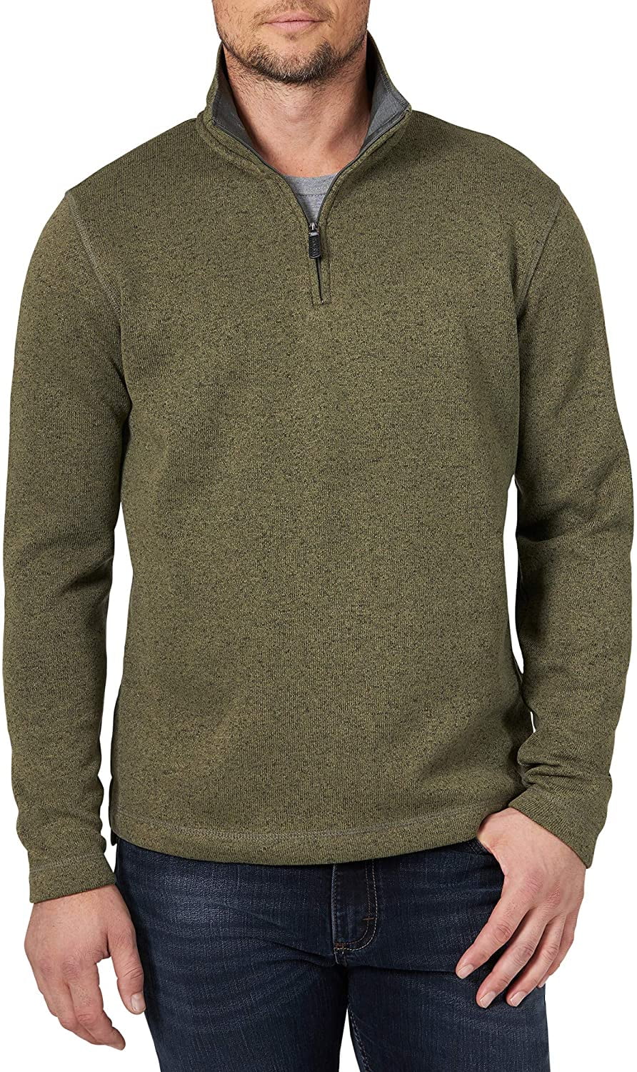 Wrangler Authentics Mens Sweater Fleece Quarter Zip Olive Night Medium Walmart Canada