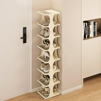 Costway 7-Tier Wooden Shoe Rack with Tall Shelves Unit, Shoe Organizer ...