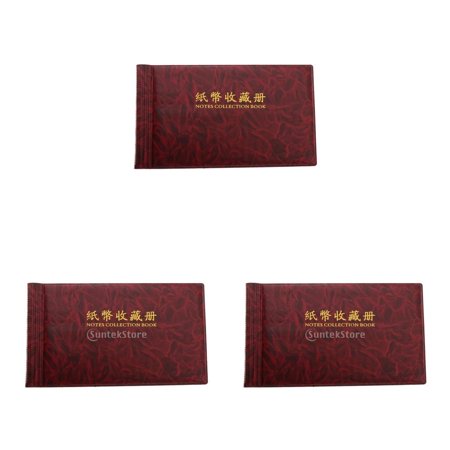 3s Banknote Collection Album Holder Note Book PU Leather Red | Walmart ...