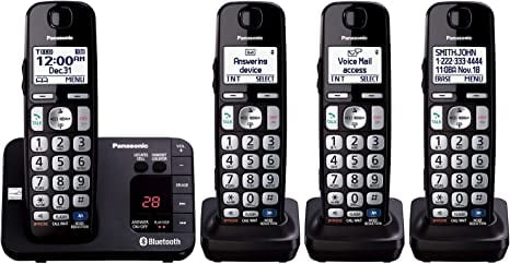 Panasonic 4 Handset Link2Cell Bluetooth Cordless Phone KX-TG454SK ...