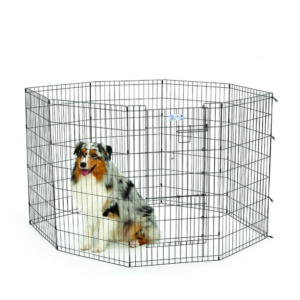 MidWest 8 Panel Black Exercise Pen with MAX Lock Door - Walmart.com