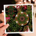 3drose, Red and Green Discs with Roses, 6 Greeting Cards with Envelopes ...