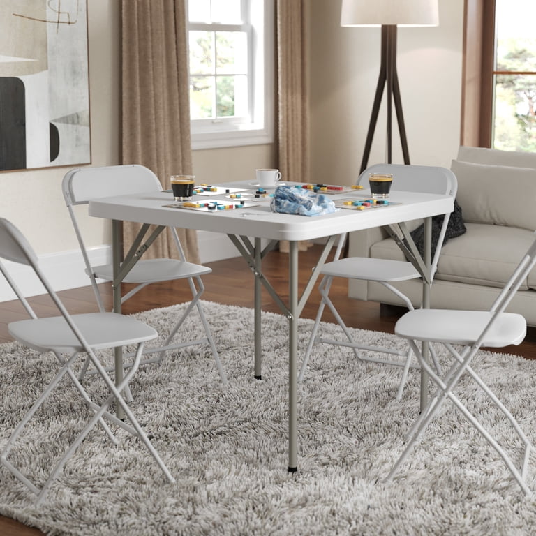 Small Square White Plastic Folding Table Square 18" Folding Side Table