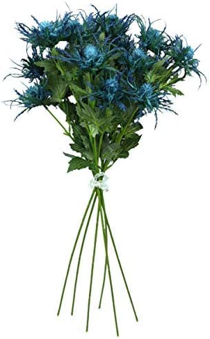 Morttic 6PCS Artificial Thistles Flowers Bouquet Long Stems Fake Silk ...