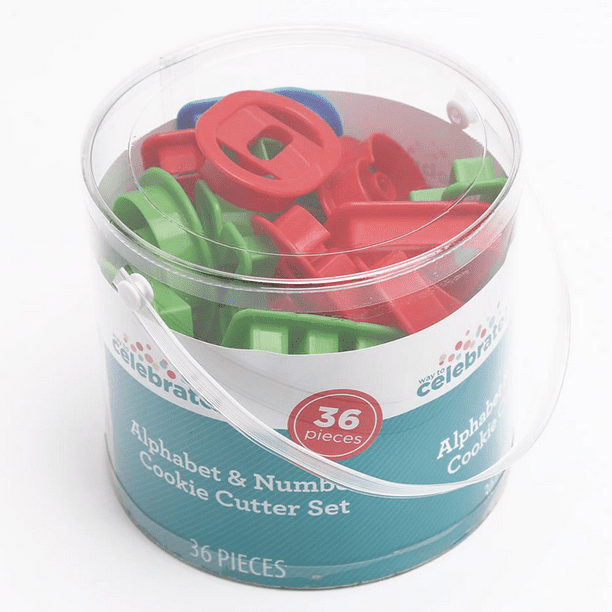 36 Alphabet and Numbers Cookie Cutter Set, Plastic, Way to Celebrate ...