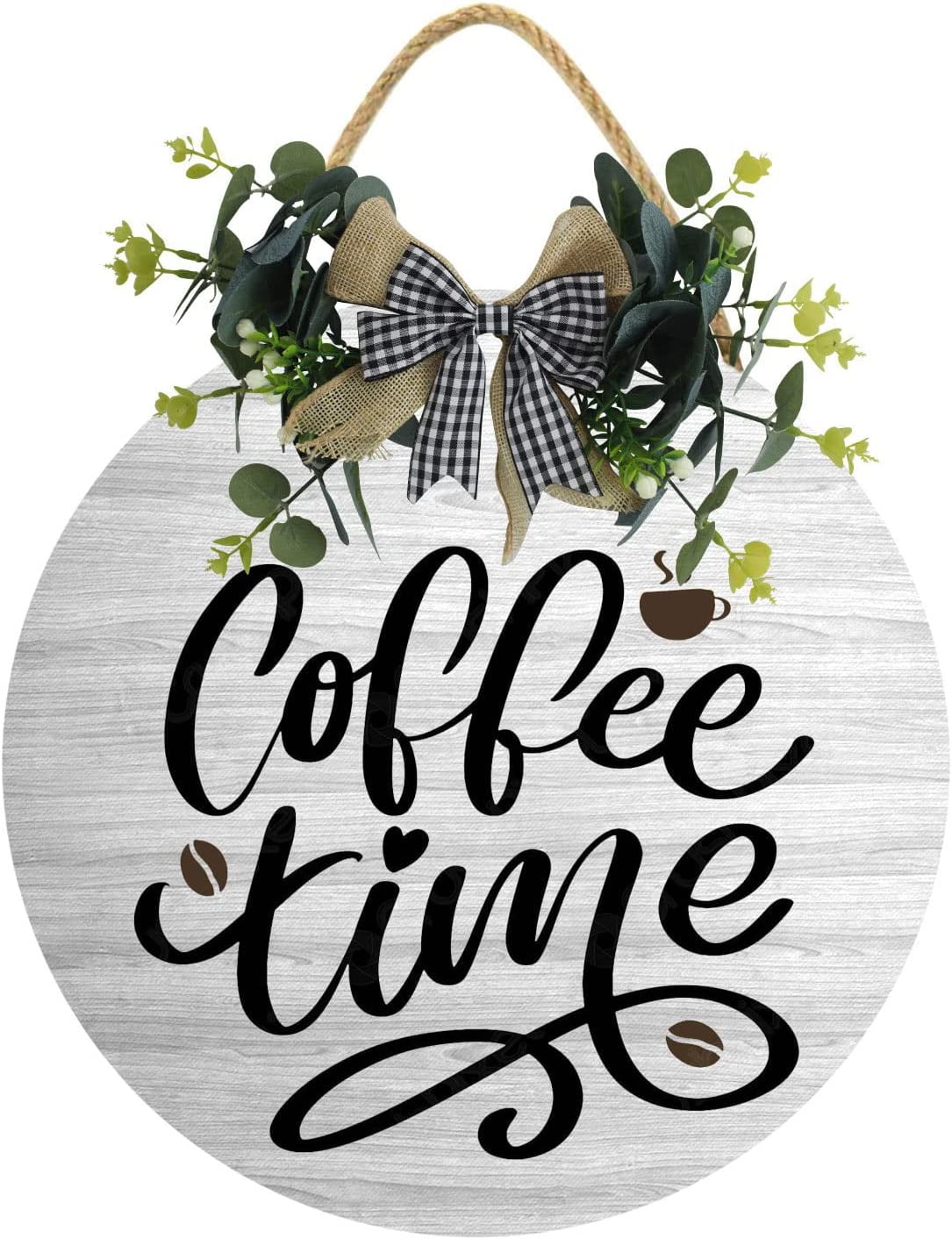 Eveokoki 11" Coffee Time Sign,Wooden Coffee Bar Sign Round,Modern ...