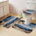 Abstract Art Bathroom Rugs Set Modern Blue Gold Color Block Collage Art ...