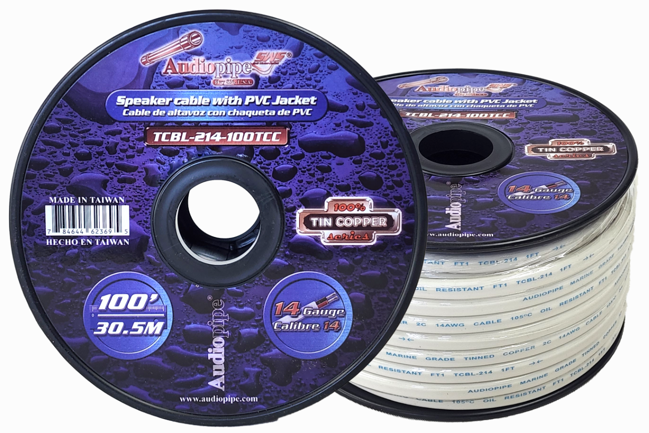 Audiopipe 14 Gauge 100 Feet Tin Copper Marine Grade Duplex Wire With ...