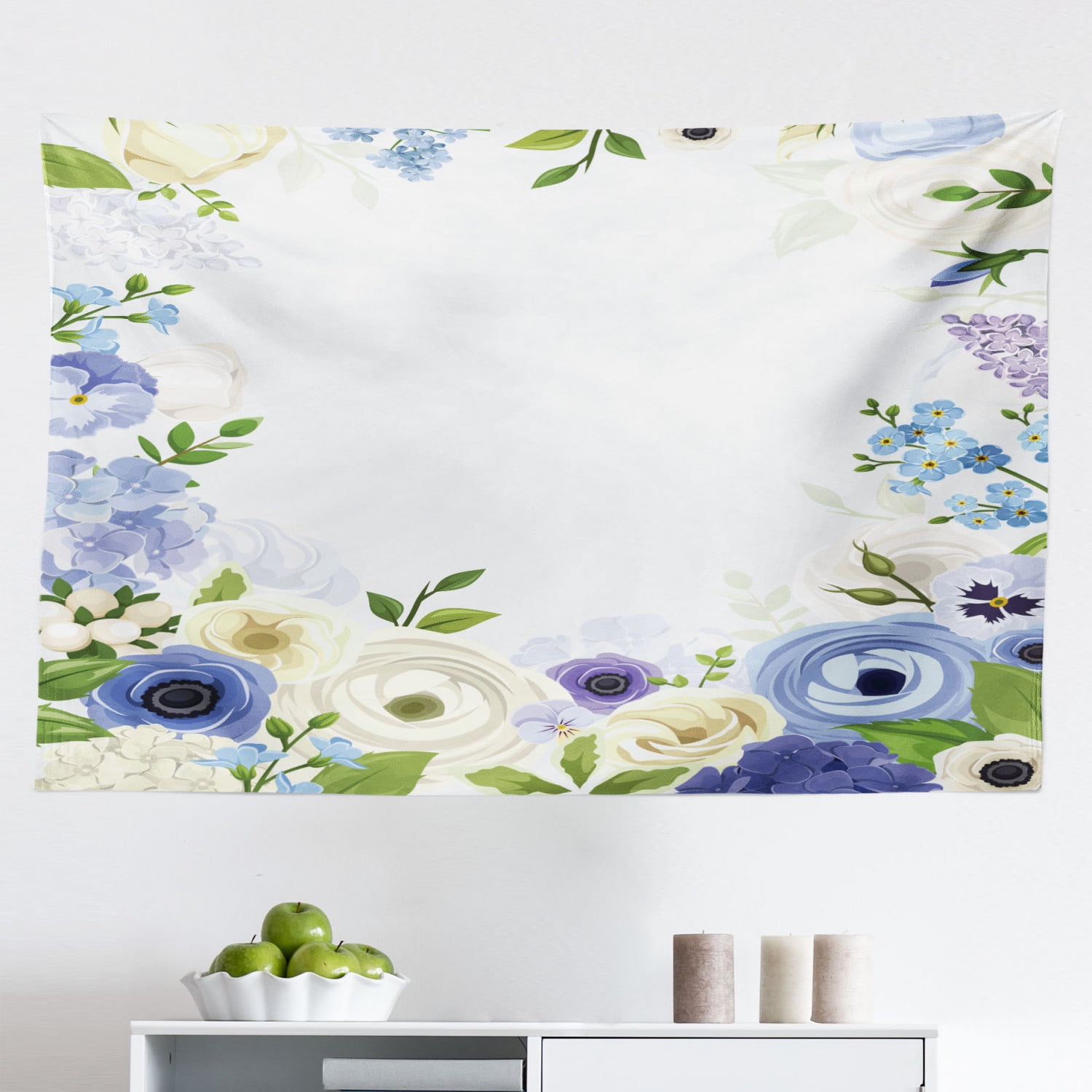 Ivory and Blue Tapestry, Wavy Stripes Pattern Bicolor Illustration of ...