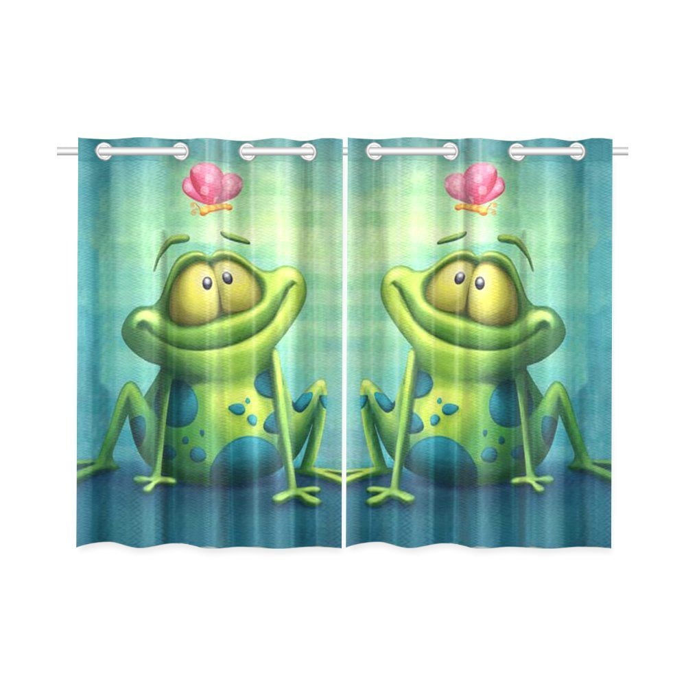 MYPOP Frog Window Curtain Kitchen Curtain 26x39 inches (Two Piece ...