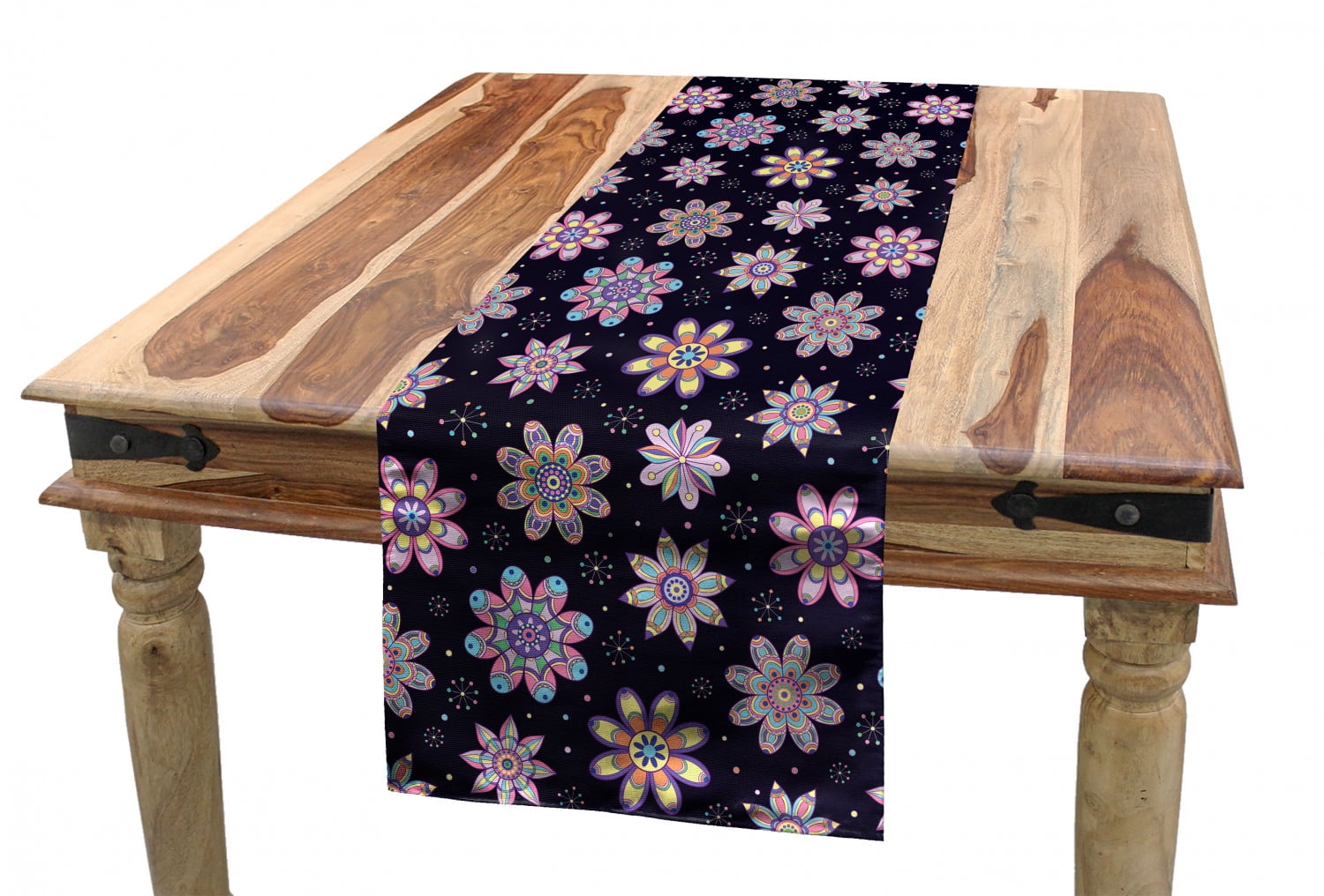 Flower Table Runner, Sixties Inspired Floral Arrangement with Blowball ...