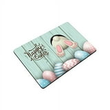 MKHERT Happy Easter Cute Bunny Easter Eggs Wooden Doormat Rug Home ...