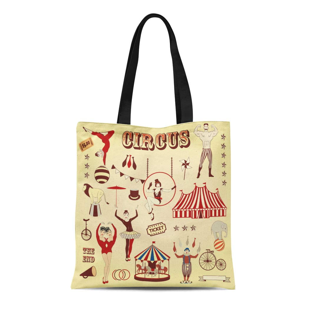 HATIART Canvas Tote Bag Vintage Pattern of the Circus Carnival Clown ...