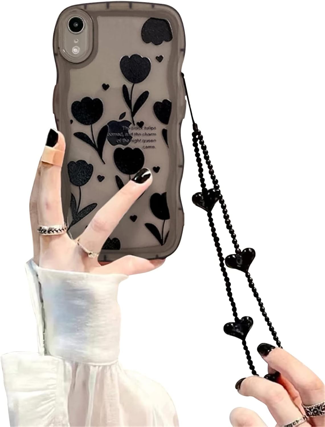 Compatible for iPhone XR Case with Cute Simplicity Black Flowers ...