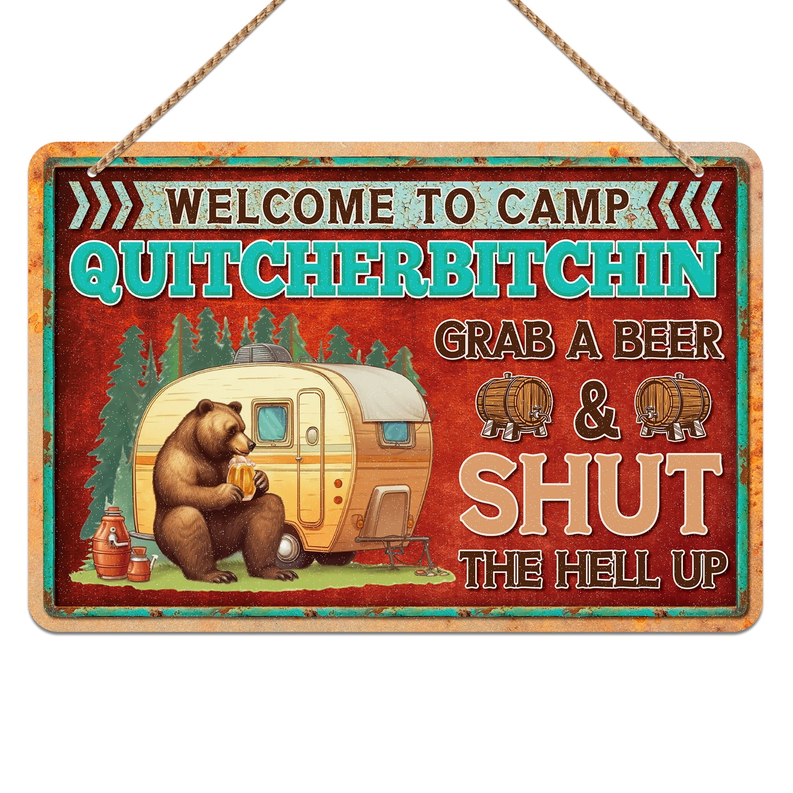 WhatSign Welcome to Camp Quitcherbitchin Sign 12"x6",Hanging Plaque ...
