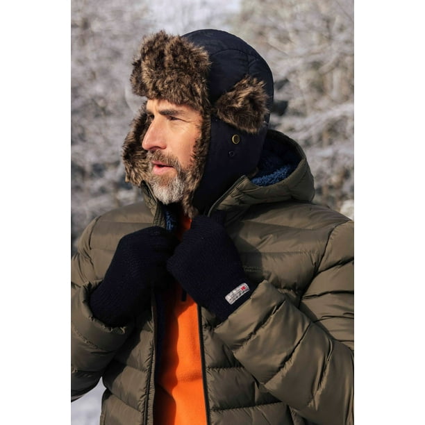 Mountain Warehouse Mens Padded Winter Flying Hat with Chin Strap & Ear ...