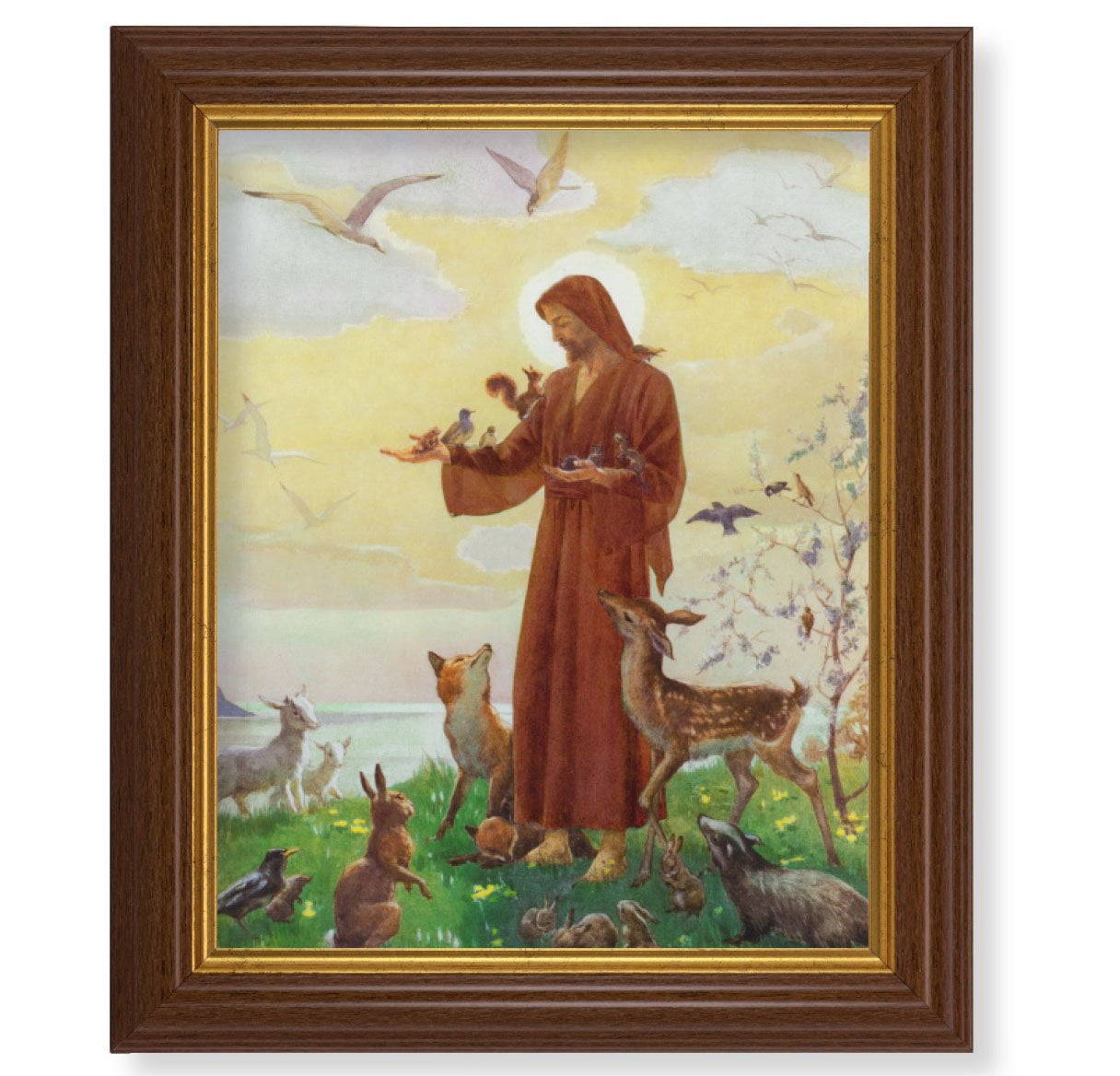 St. Francis Picture Framed Wall Art Decor, Large, Traditional Dark ...