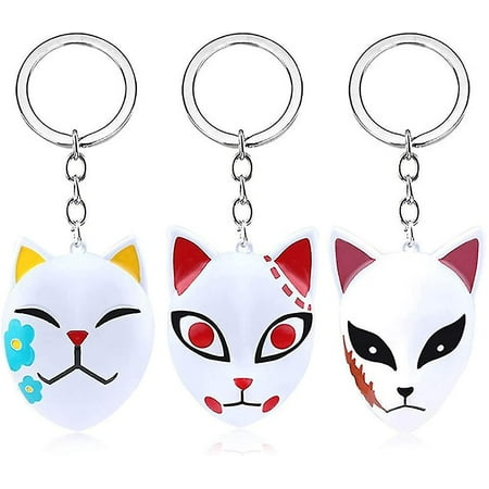 3 In 1 Anime Demon Slayer Keychains Kamado Tanjirou Sabito Makomo Mask ...