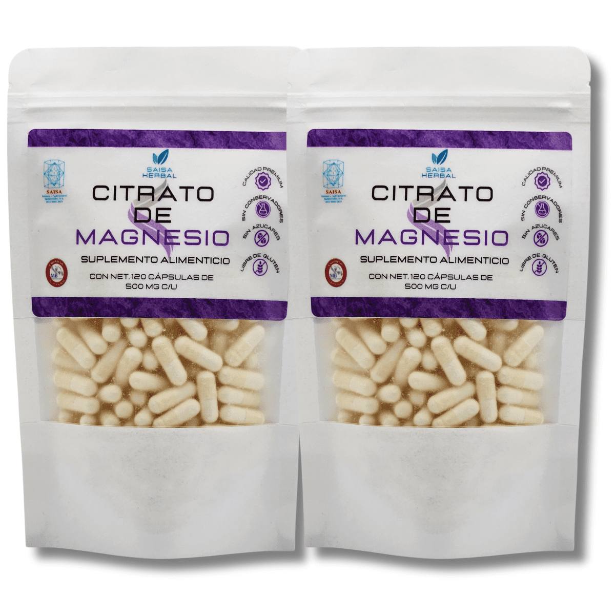 Citrato De Magnesio 2 Bolsas Con 120 Cápsulas De 500 Mg C/u. | Walmart ...
