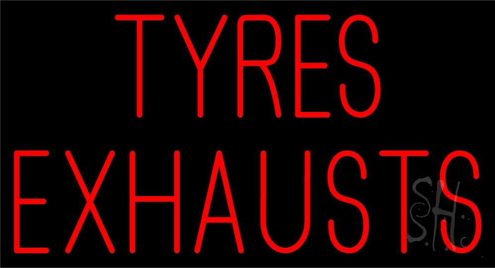 Red Tyres Exhausts 1 LED Neon Sign 20 x 37 - inches, Clear Edge Cut ...