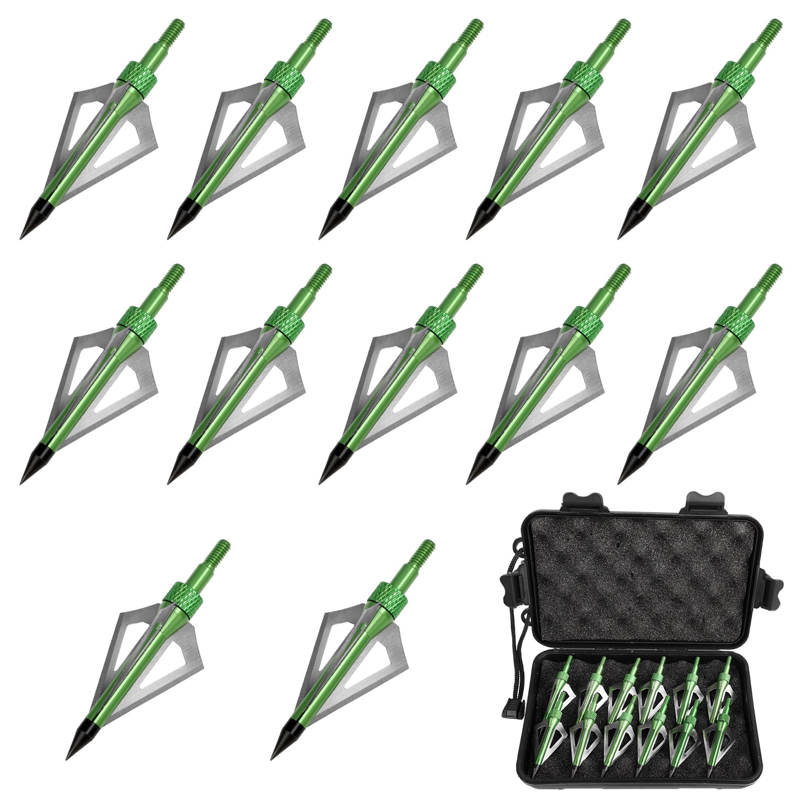 TSV 12 Pcs Hunting Broadheads, 3 Blades Archery Broadheads 100 Grain ...