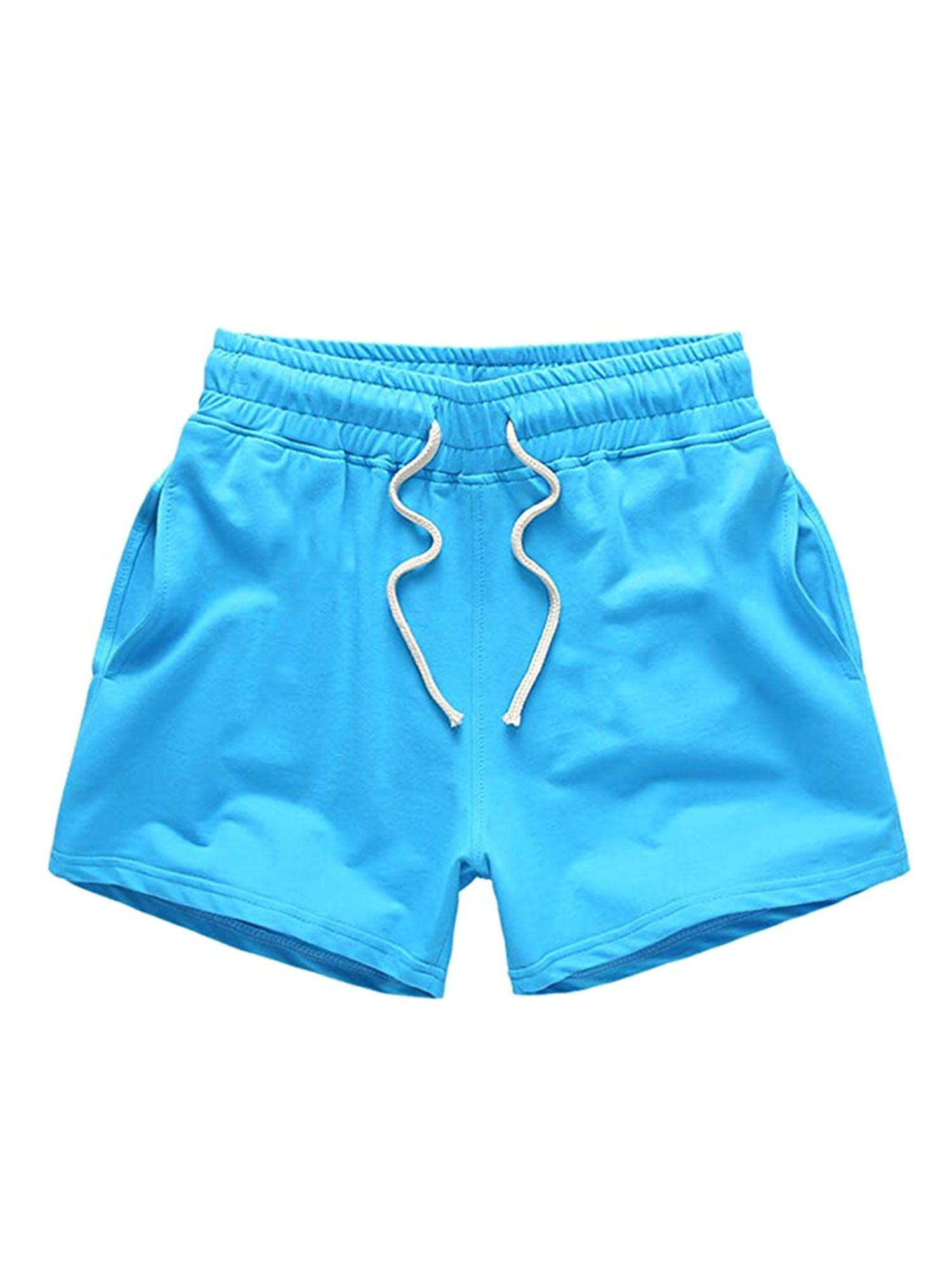 Men Summer Jogger Sweat Shorts Casual Gym Running Shorts Solid Color ...