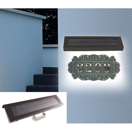 Solar Lights Outdoor for House Numbers - Black Aluminum Adjustable ...